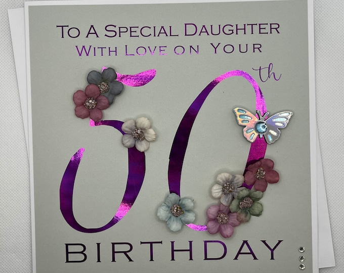 Special Daughter on Your 50th Birthday, Keepsake Crafted Birthday Card ...