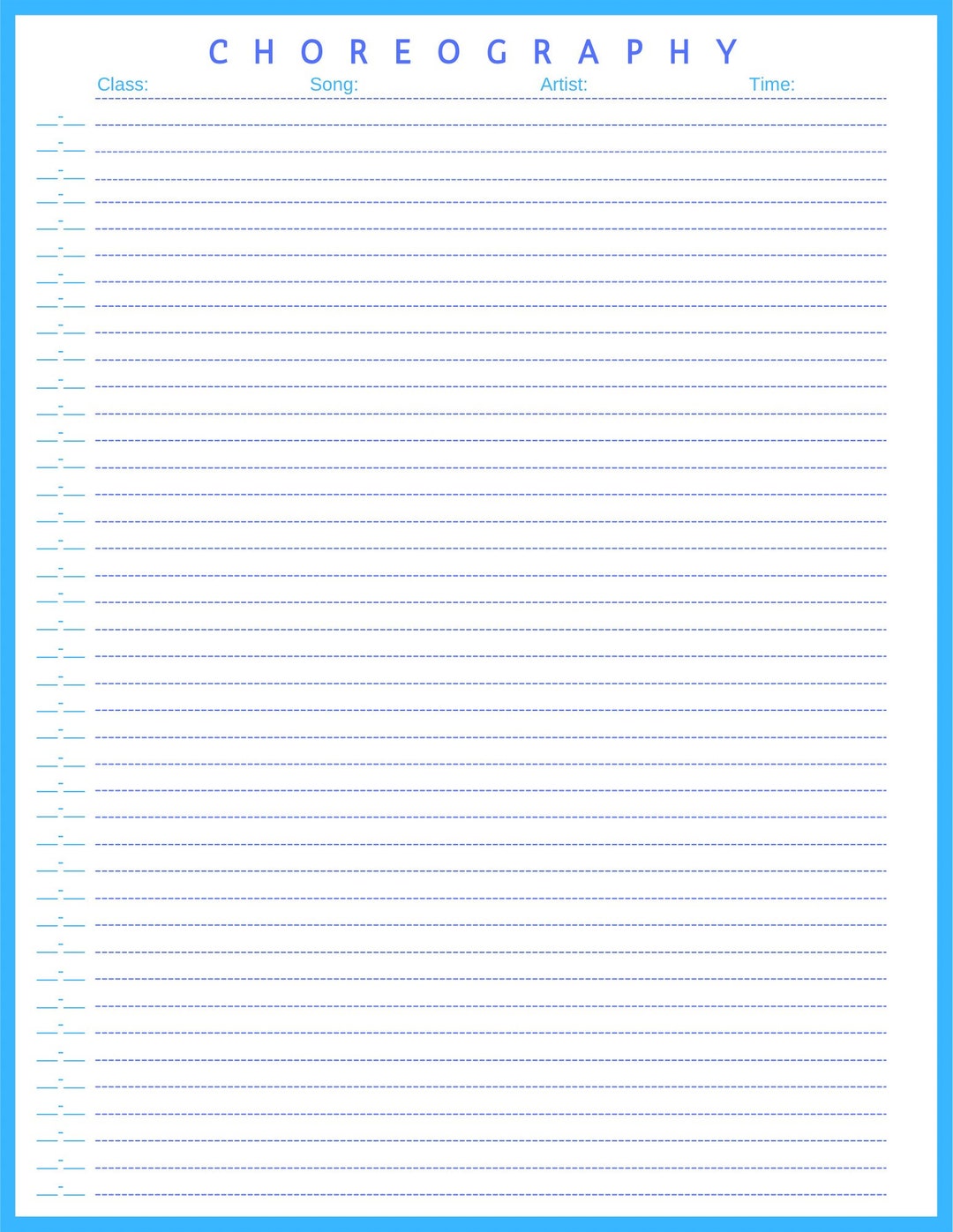 Dance Teacher Choreography Sheet - Etsy