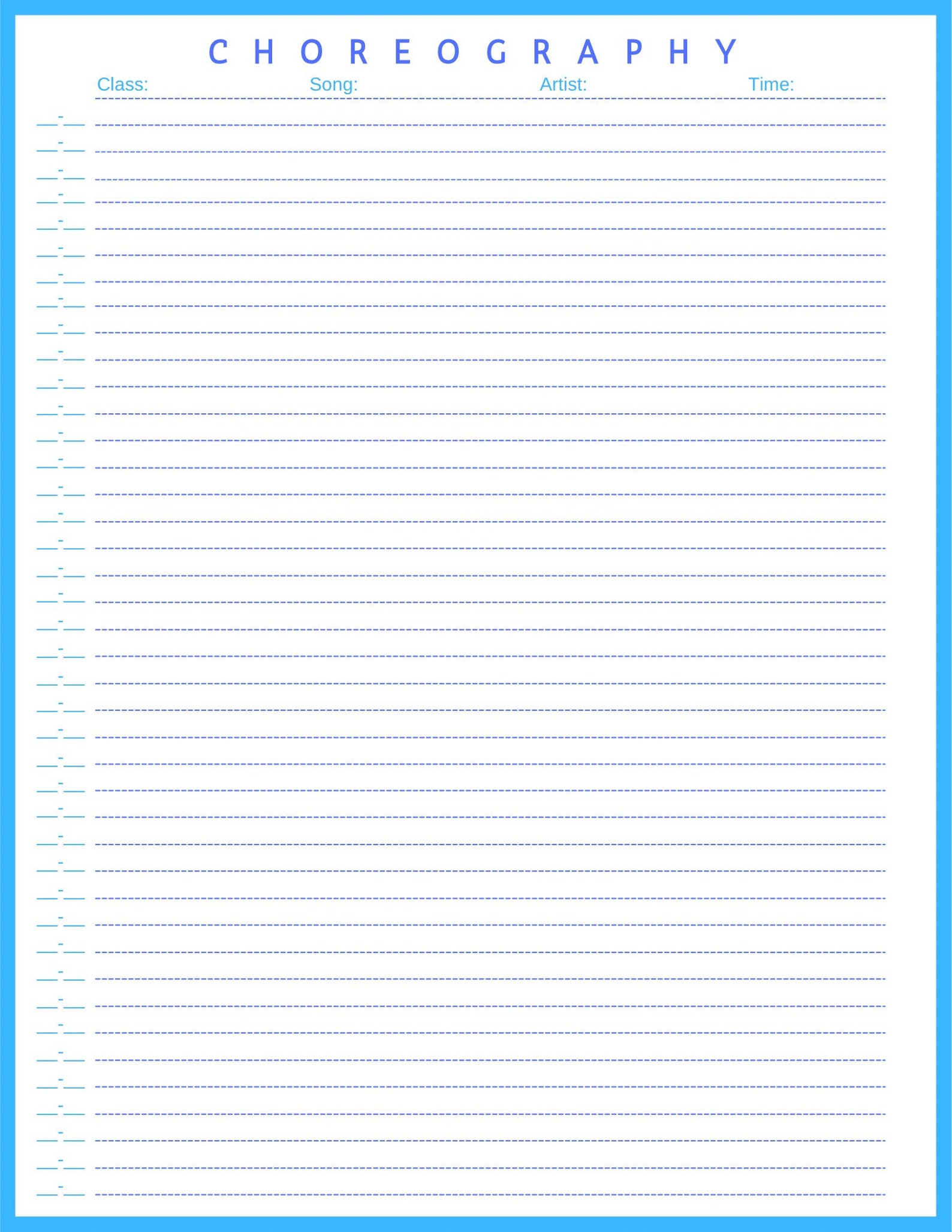 Dance Teacher Choreography Sheet - Etsy