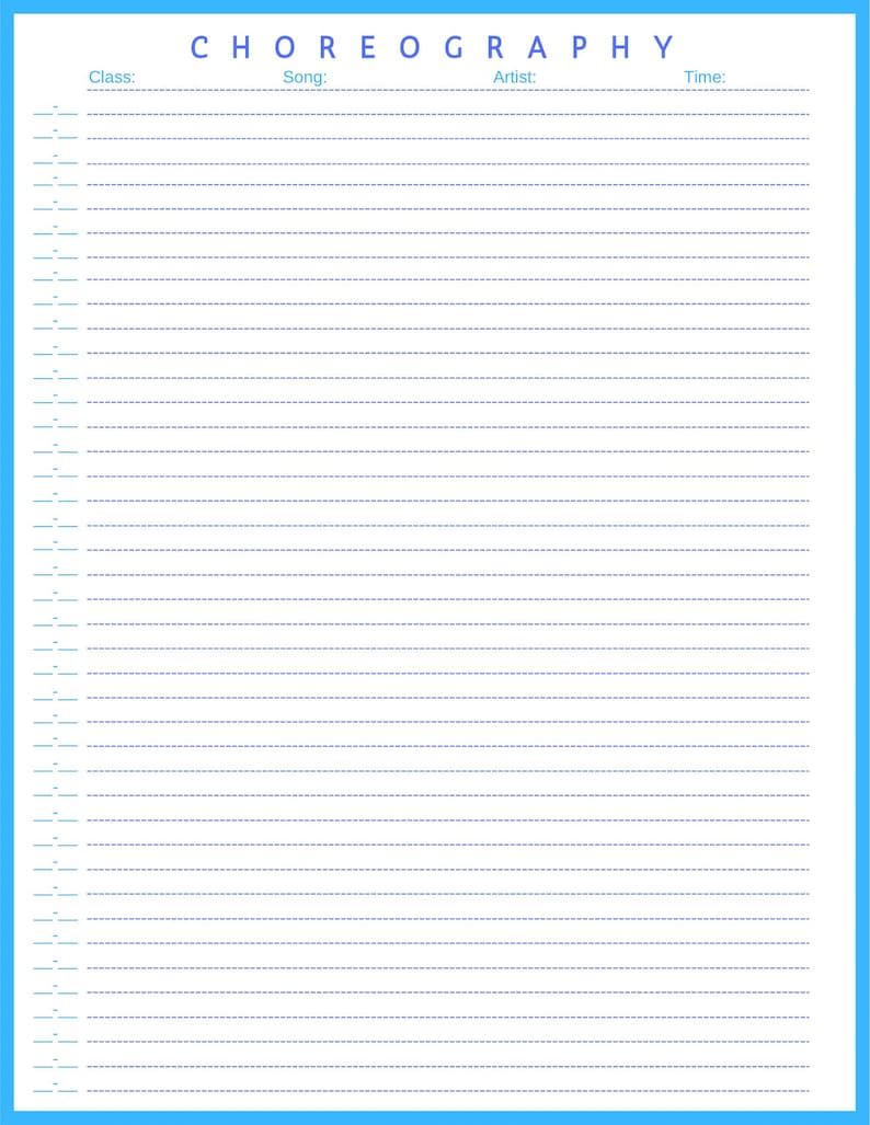 Dance Teacher Choreography Sheet - Etsy