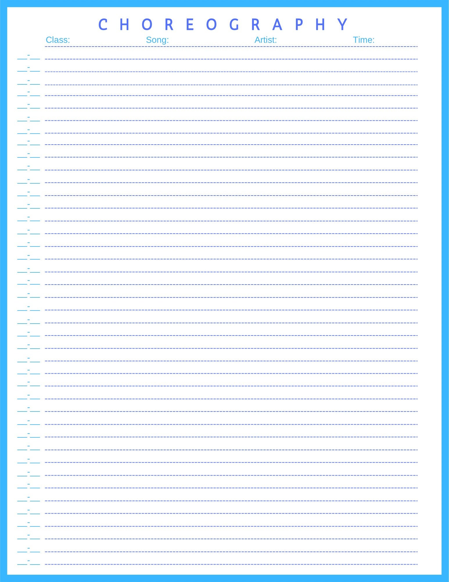 Dance Teacher Choreography Sheet - Etsy