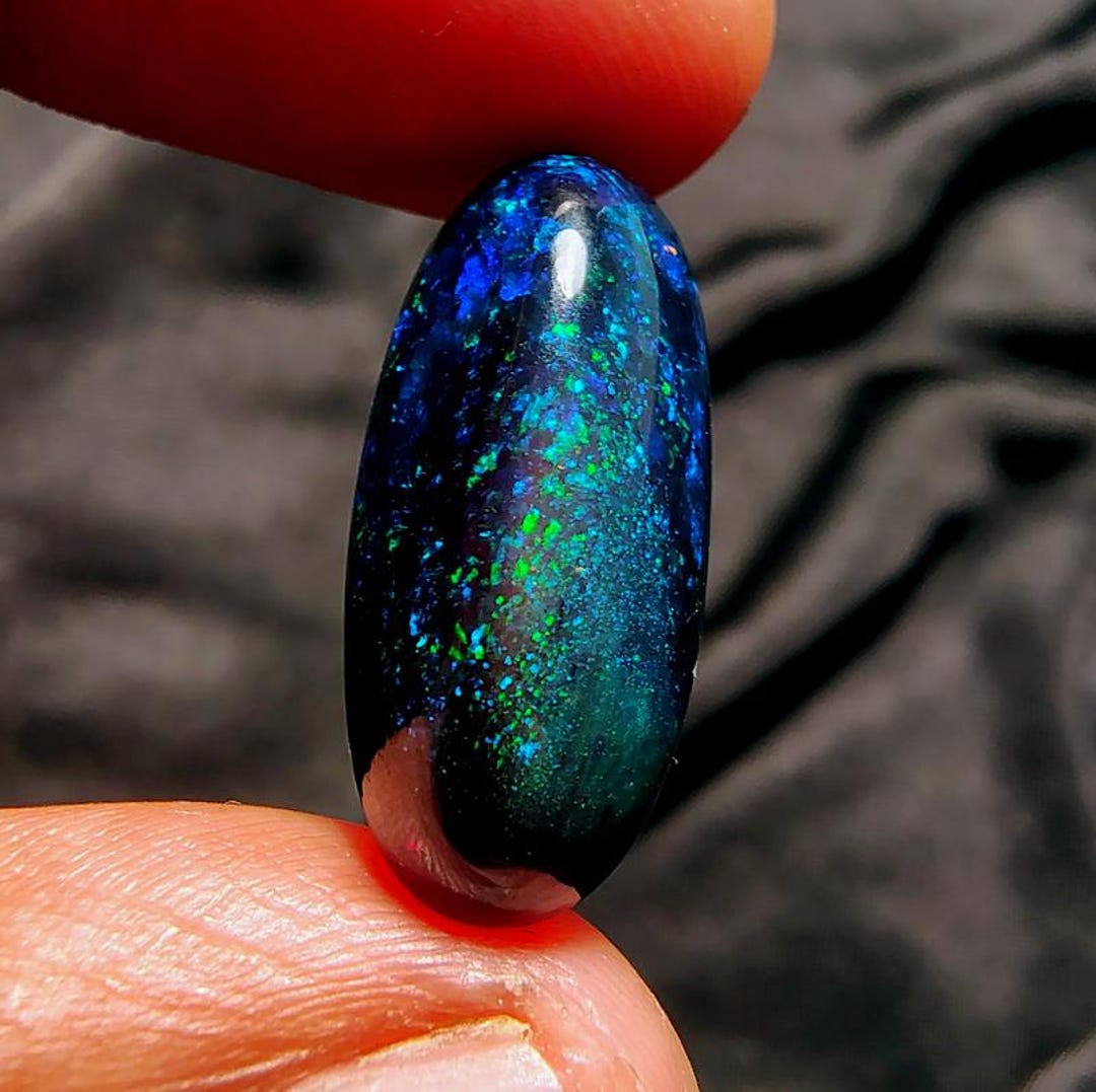 6.25 Carat Ethiopian Black Opal Cabochon: Fire Opal Gemstone (20X9X7MM ...