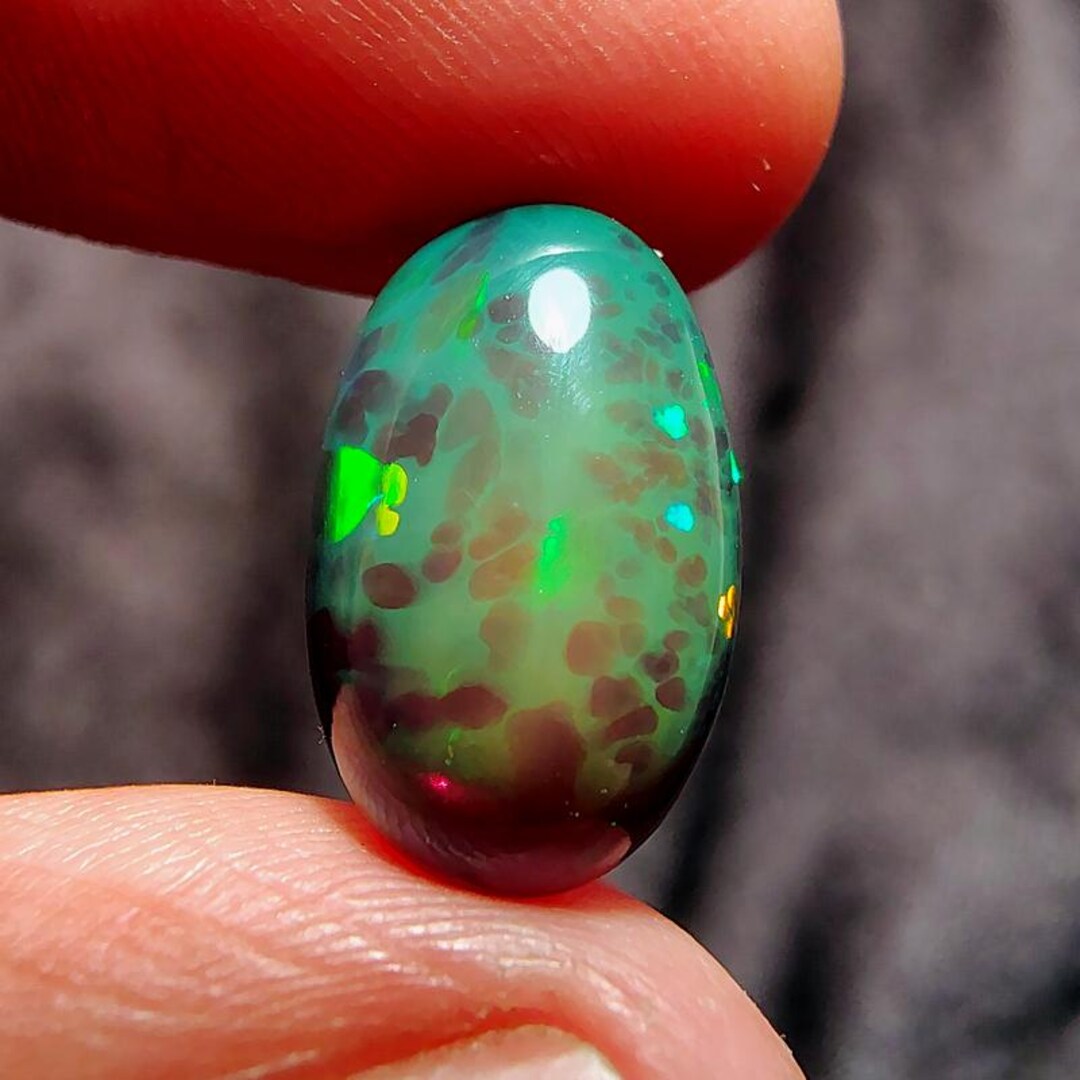 3.10 Carat Ethiopian Black Opal Cabochon: Fire Opal Gemstone (14X9.5X4 ...