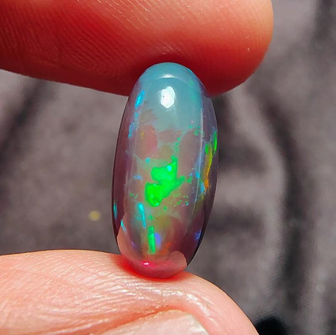 2.80 Carat Ethiopian Black Opal Cabochon: Fire Opal Gemstone (14X7X6MM ...