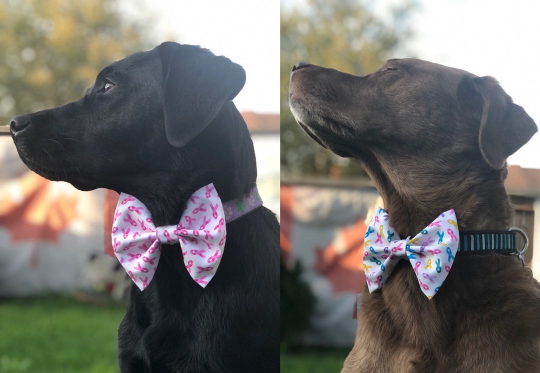 Cancer Ribbon Bow Tie 2 STYLES Dog Bowtie Breast Cancer Bow Tie Cat Bow ...