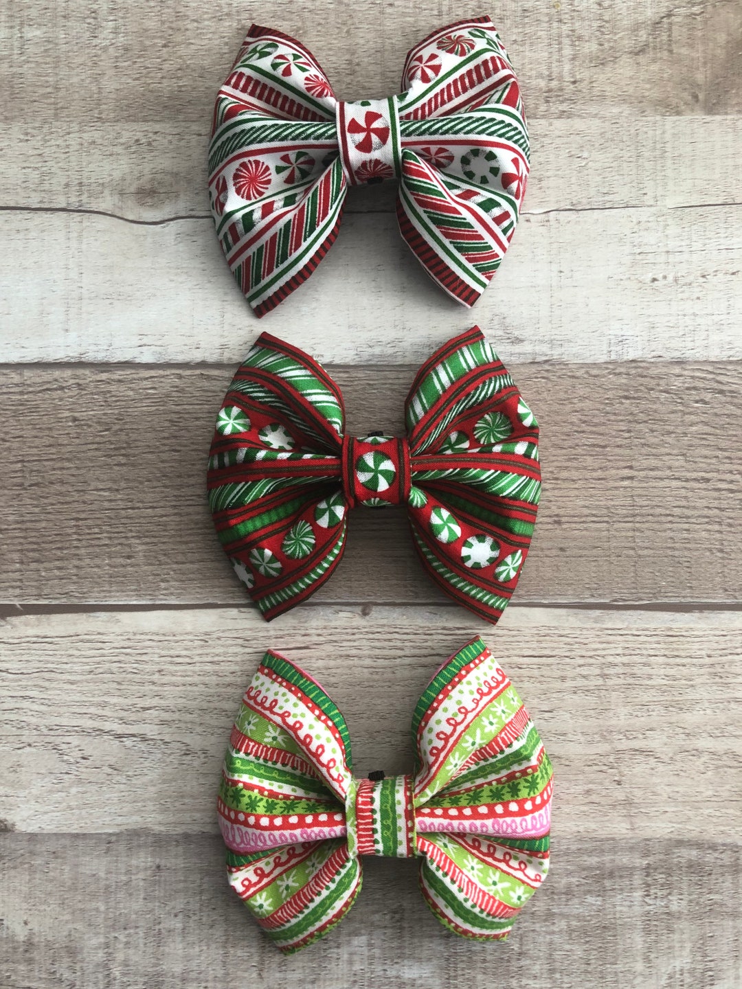 Candy Canes Bow Tie 3 STYLES Dog Bowtie Winter Bow Tie Cat Bow Ties Bow ...