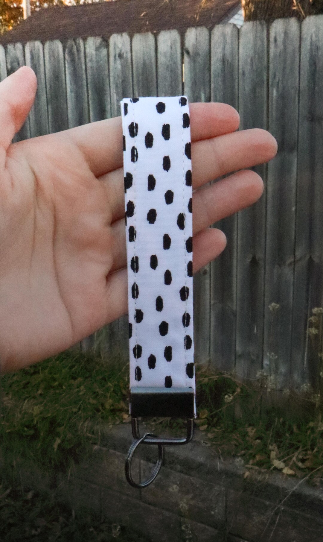White and Black Polka Dot Key Fob Wristlet Key Fob Wristlet Keychain ...