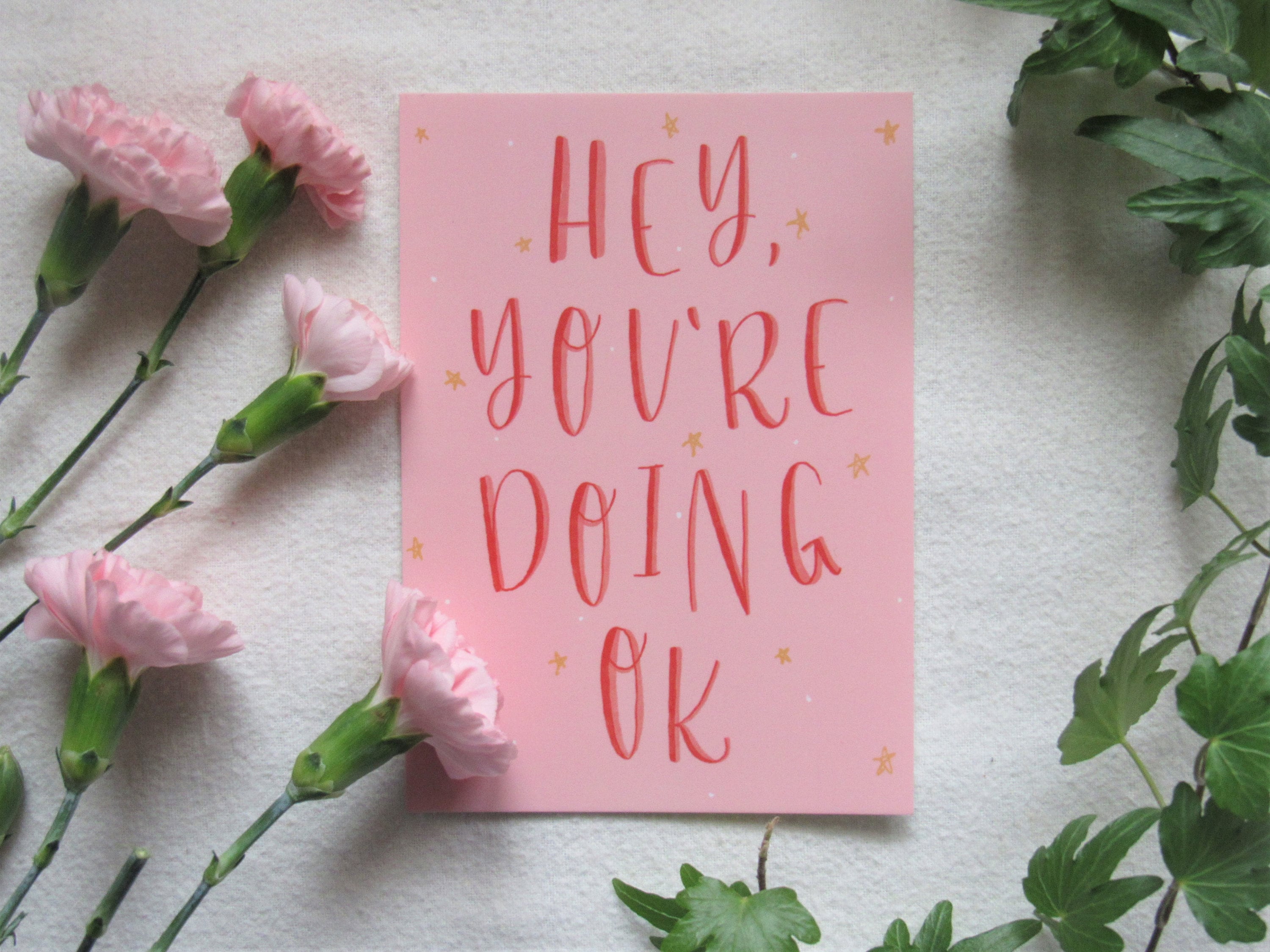 Hey you're doing ok positive postcard / inspirational A6 | Etsy