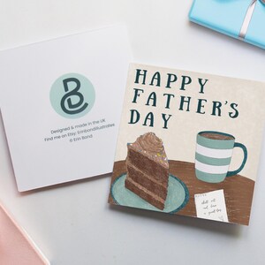 Coffee and Chocolate Cake Happy Fathers Day Card / Tea Mug Cafe for Dad ...