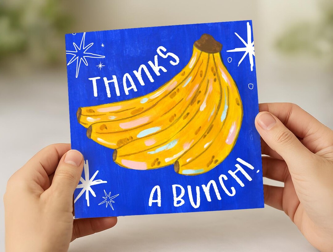 Thanks a Bunch! Banana Thank You Card / Scanned Painting Illustration ...