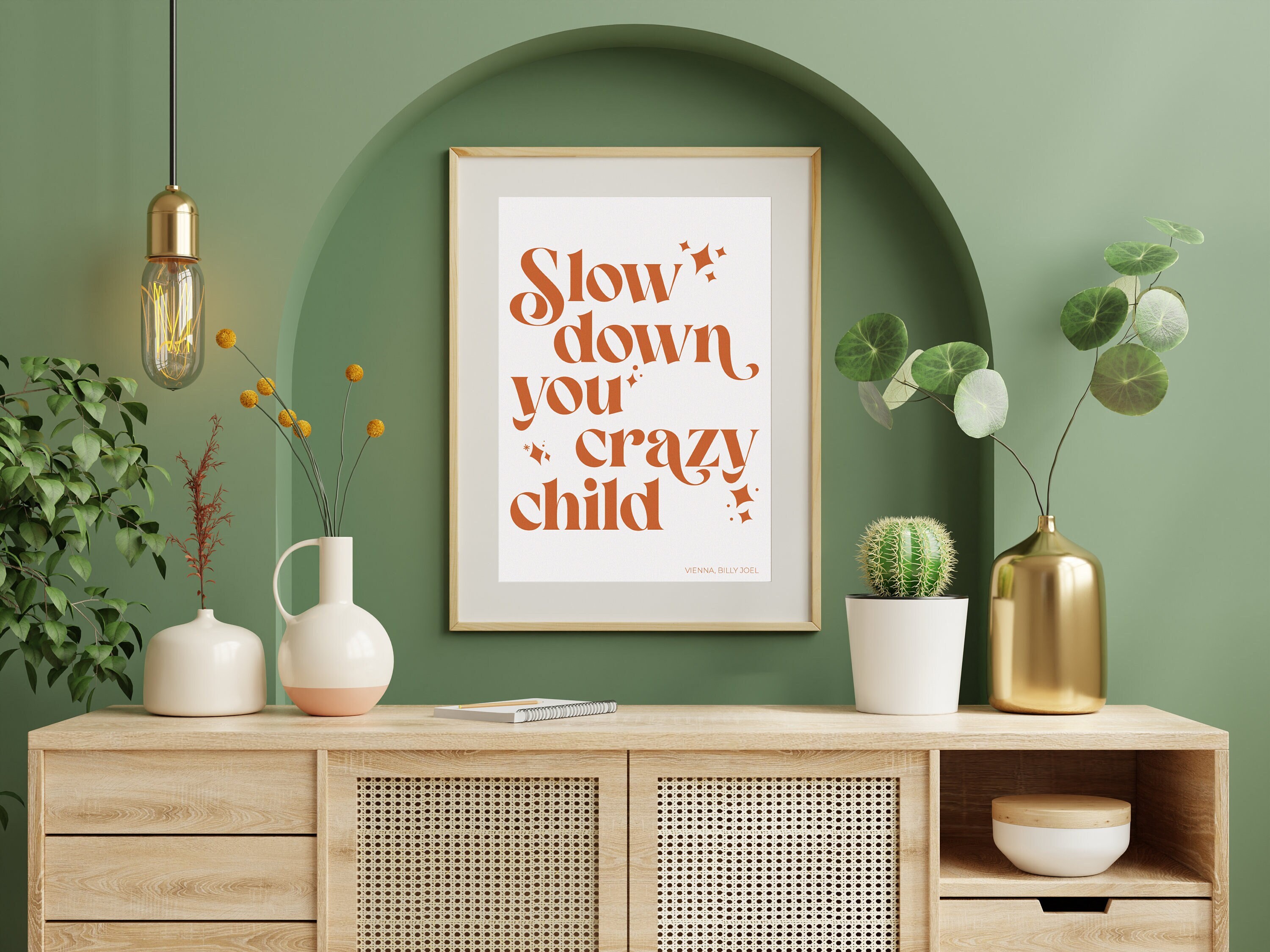 Slow Down You Crazy Child / Art Typography Print Wall Room Decor A3 A4 ...