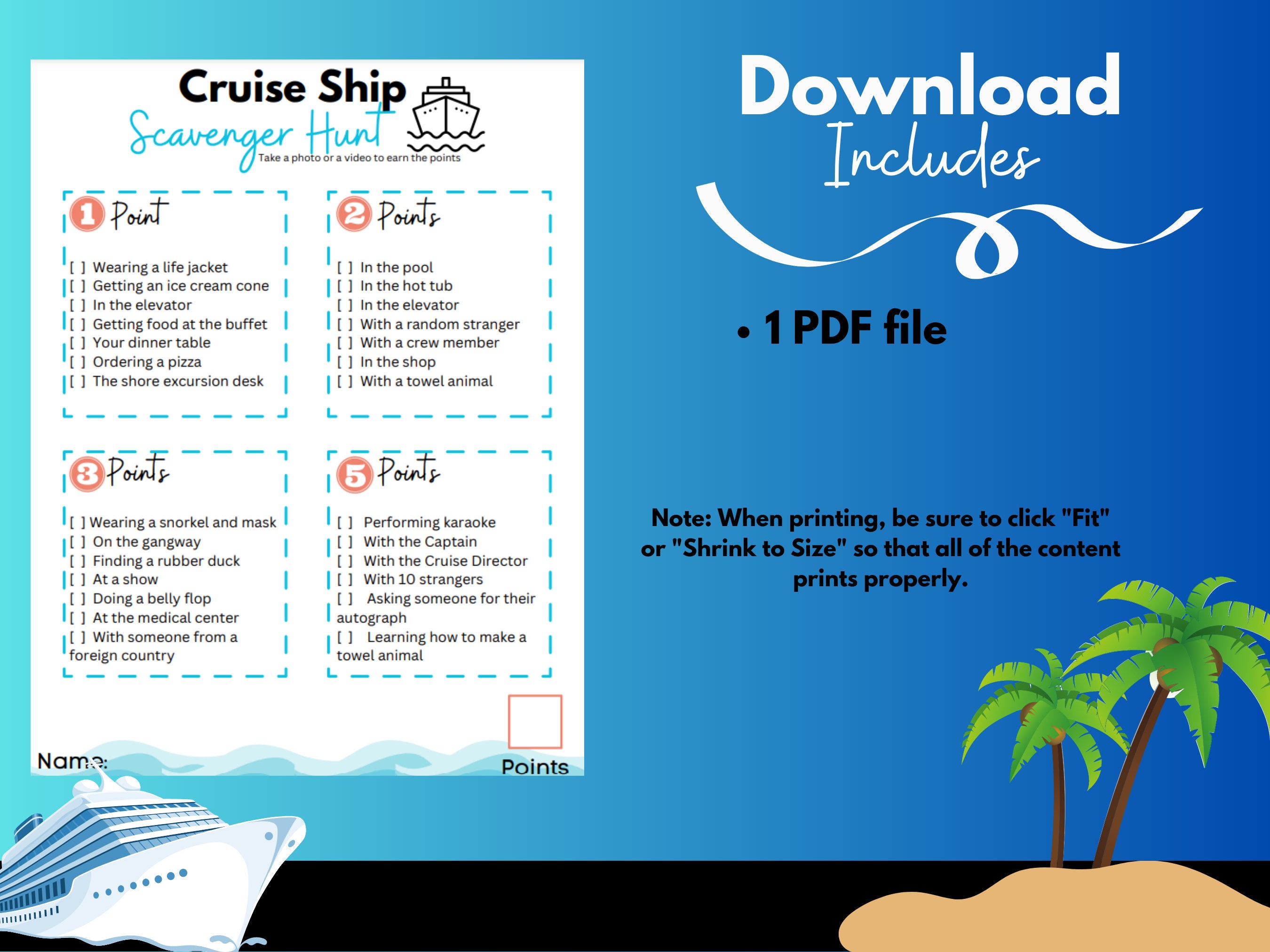 Cruise Scavenger Hunt Printable Download | Cruise Printable | PDF File ...