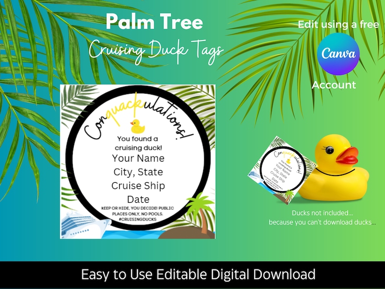 Palm Tree Cruising Duck Tags | Cruising Ducks Digital Download ...