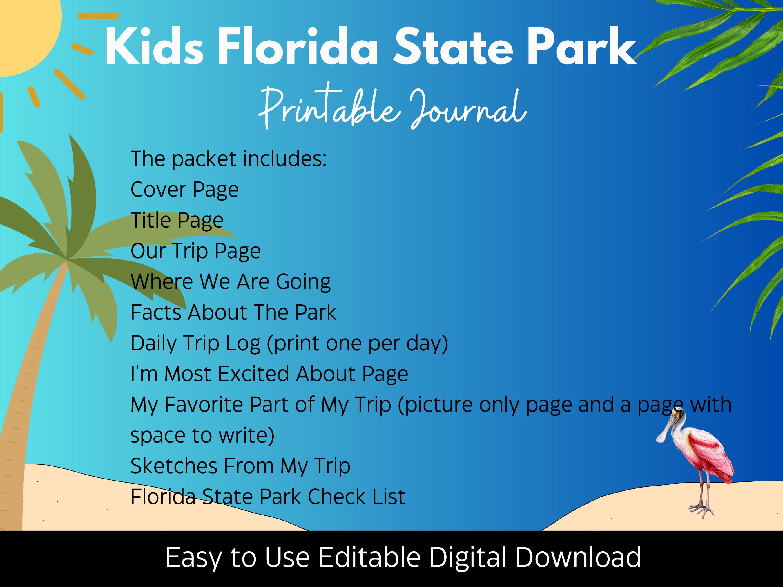 Kid's Printable Florida State Park Journal-- Ink Saver Edition - Etsy