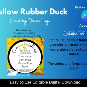 Yellow Rubber Duck Cruising Duck Tags | Cruising Ducks Digital Download ...