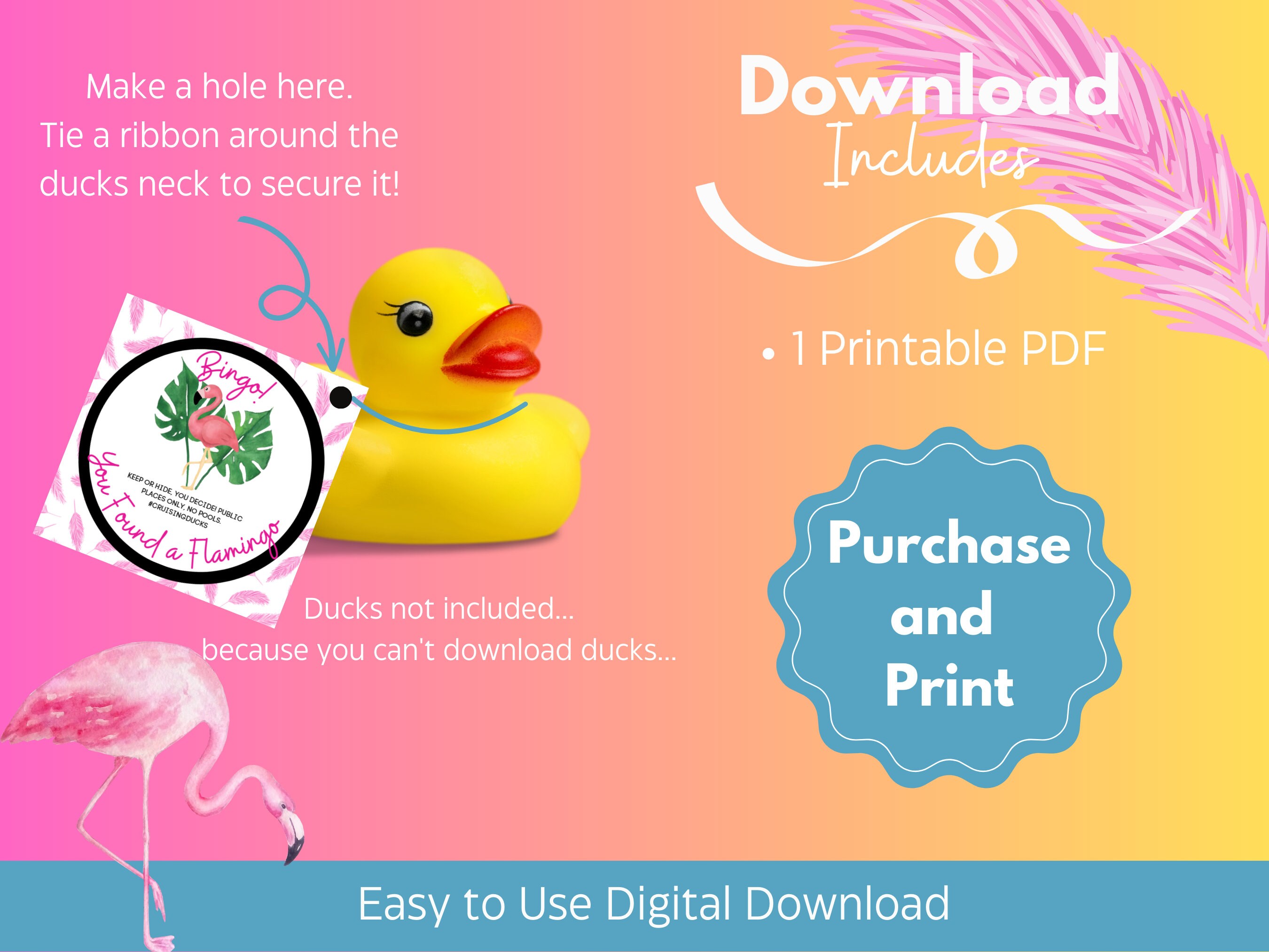 Flamingo Cruising Duck Tags | Cruising Ducks Digital Download ...