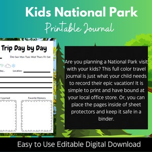 Kids National Park Travel Journal - Etsy