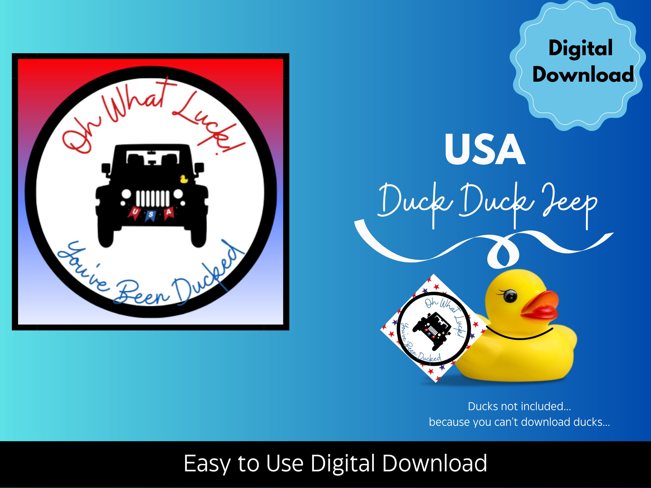 Jeep Ducks Digital Download Printable Tag Template Jeeping Ducks USA ...