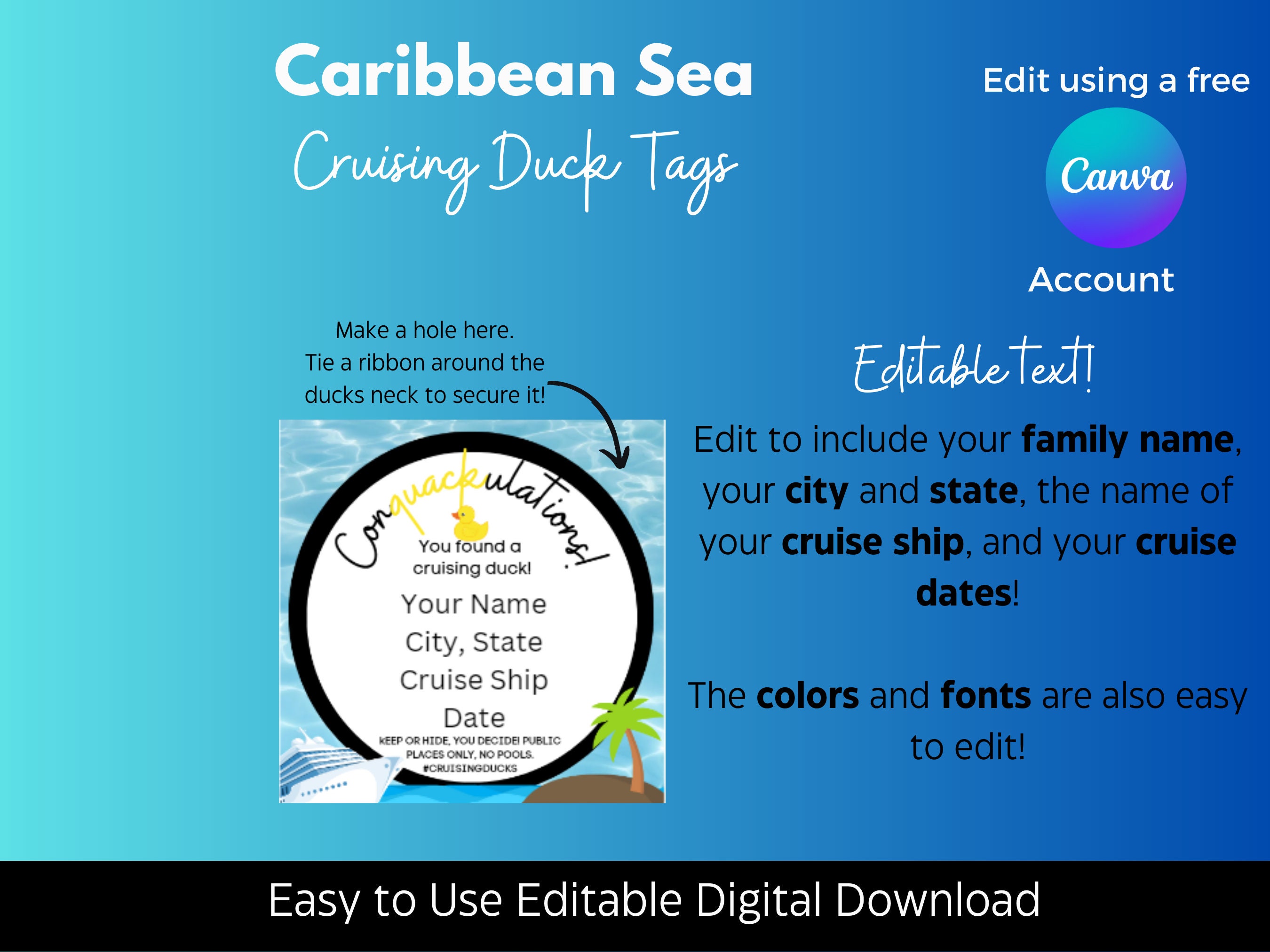 Caribbean Sea Cruising Duck Tags | Cruising Ducks Digital Download ...