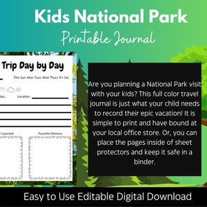 Kids National Park Travel Journal - Etsy