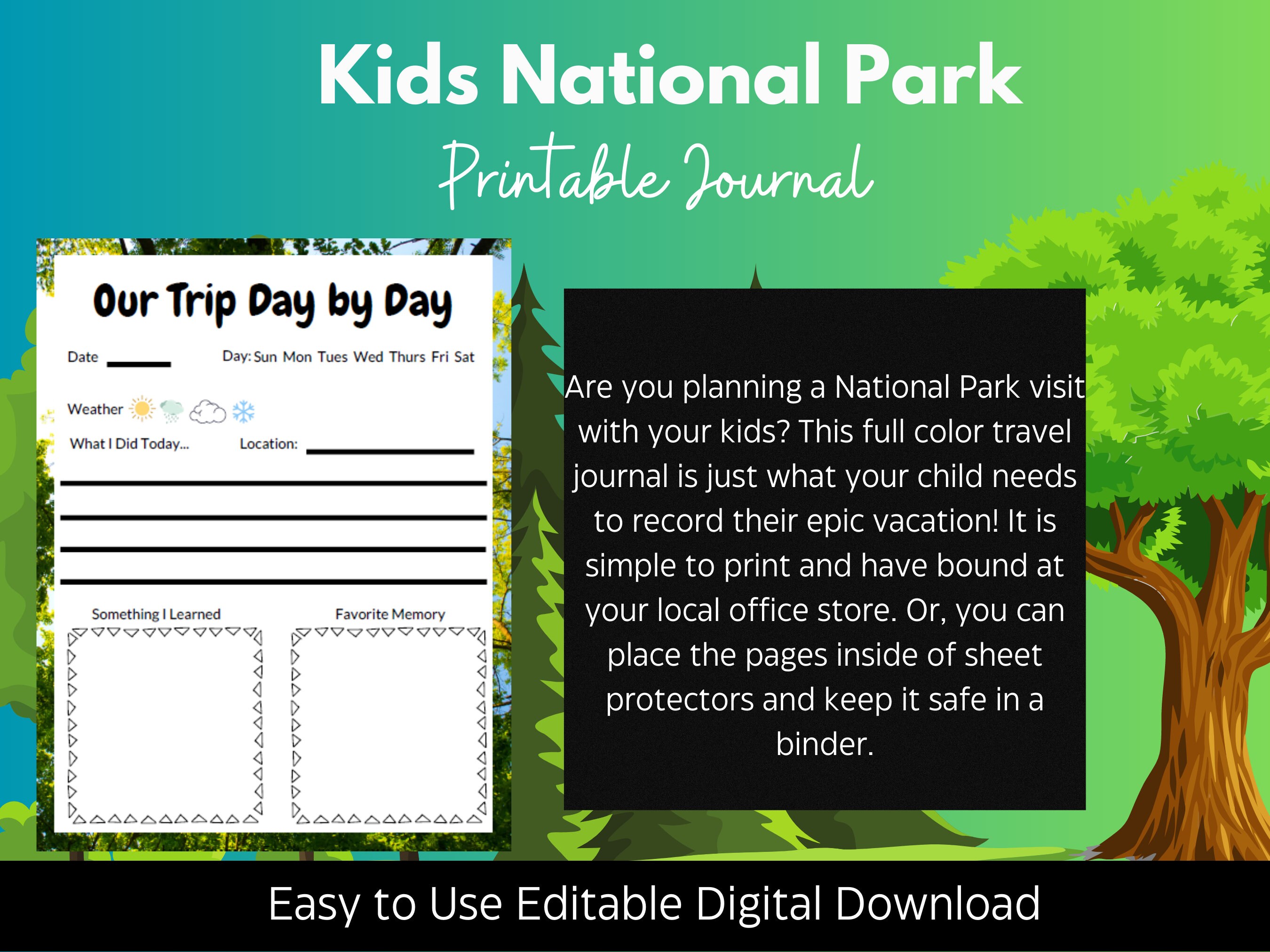 Kids National Park Travel Journal - Etsy