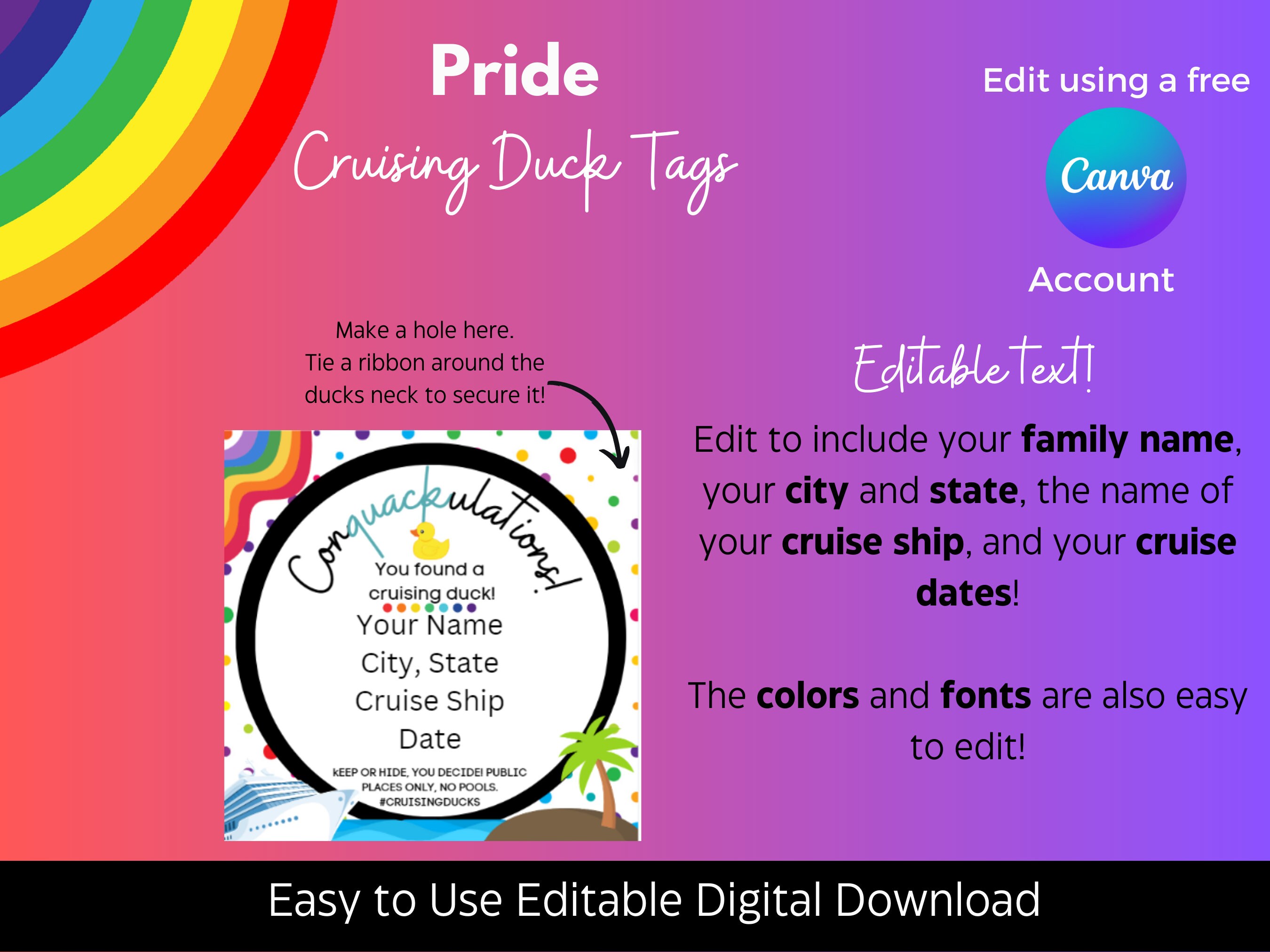 Pride Cruising Duck Tags Cruising Ducks Digital Download printable ...