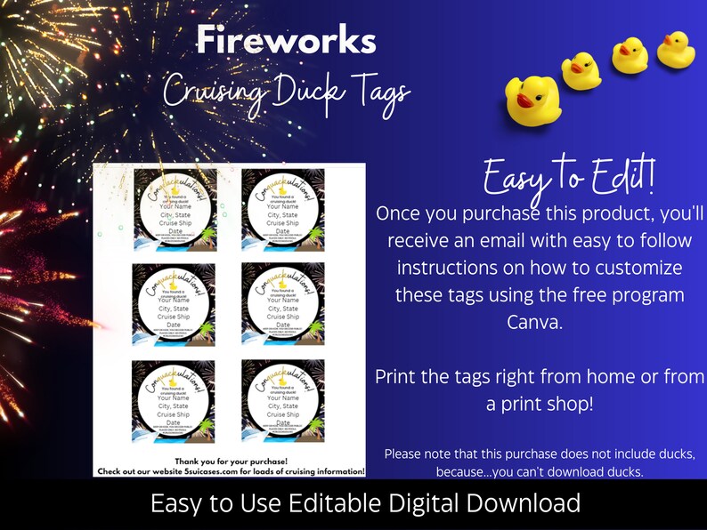Fireworks Cruising Duck Tags | Cruising Ducks Digital Download ...