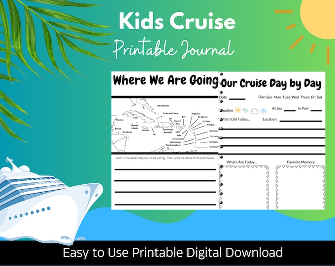 Kids Cruise Journal, Printable Cruise Journal for Kids, Kids Travel ...