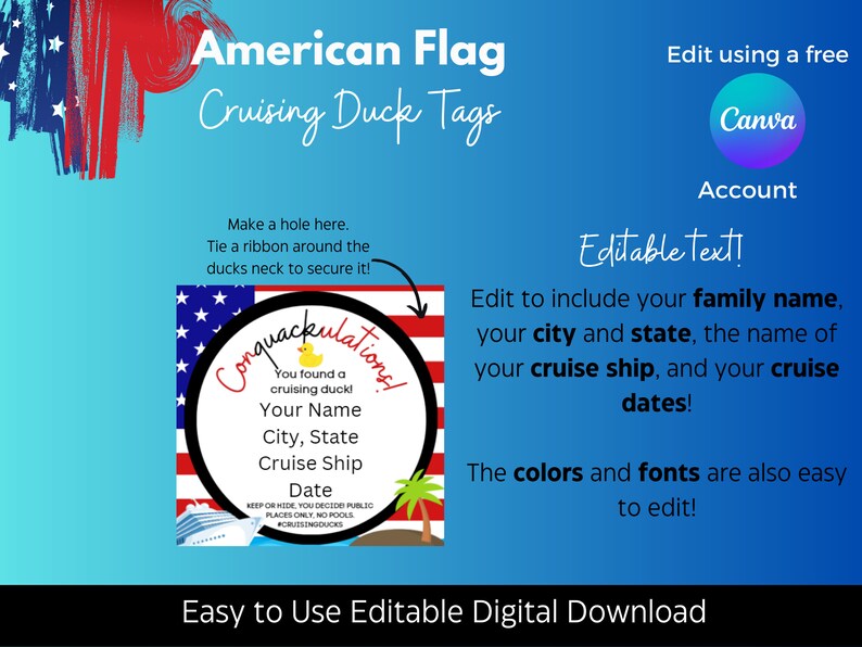USA Cruising Duck Tags | Cruising Ducks Digital Download| |printable ...