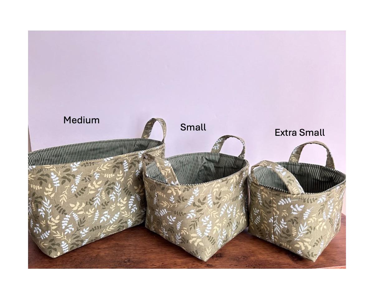 Extra Small Fabric Basket|fabric Bin|storage Solutions|green Floral and ...