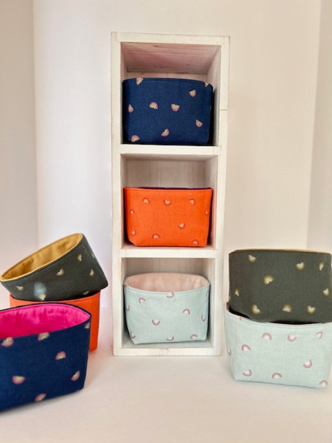 Mini Fabric Basket|mini Bin|always Look for Rainbows Collection - Etsy