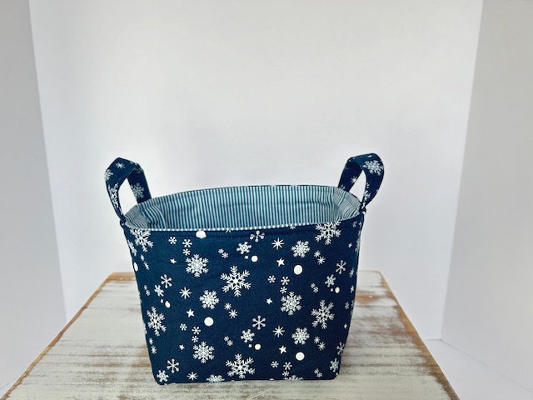 Small Fabric Basket Catch-all Bin Home Organization Snowflake Design ...
