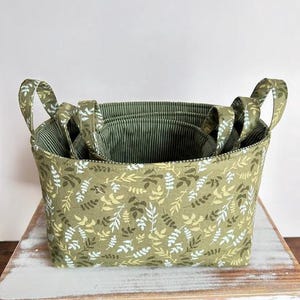 Extra Small Fabric Basket|fabric Bin|storage Solutions|green Floral and ...