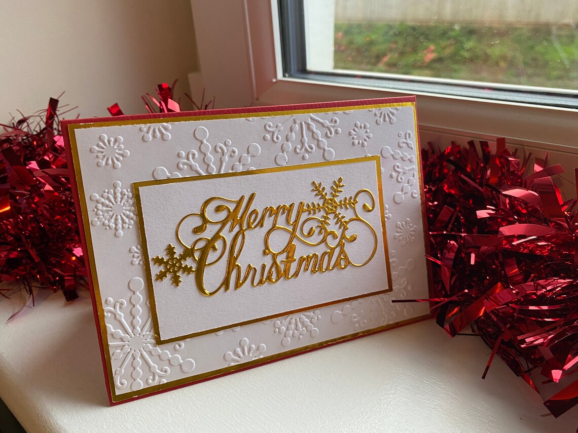 Handmade Gold Embossed Christmas Card | Etsy