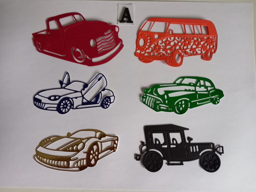 Die Cuts of Cars or Vans in a 6 Pack Cut From Various Different Colours ...