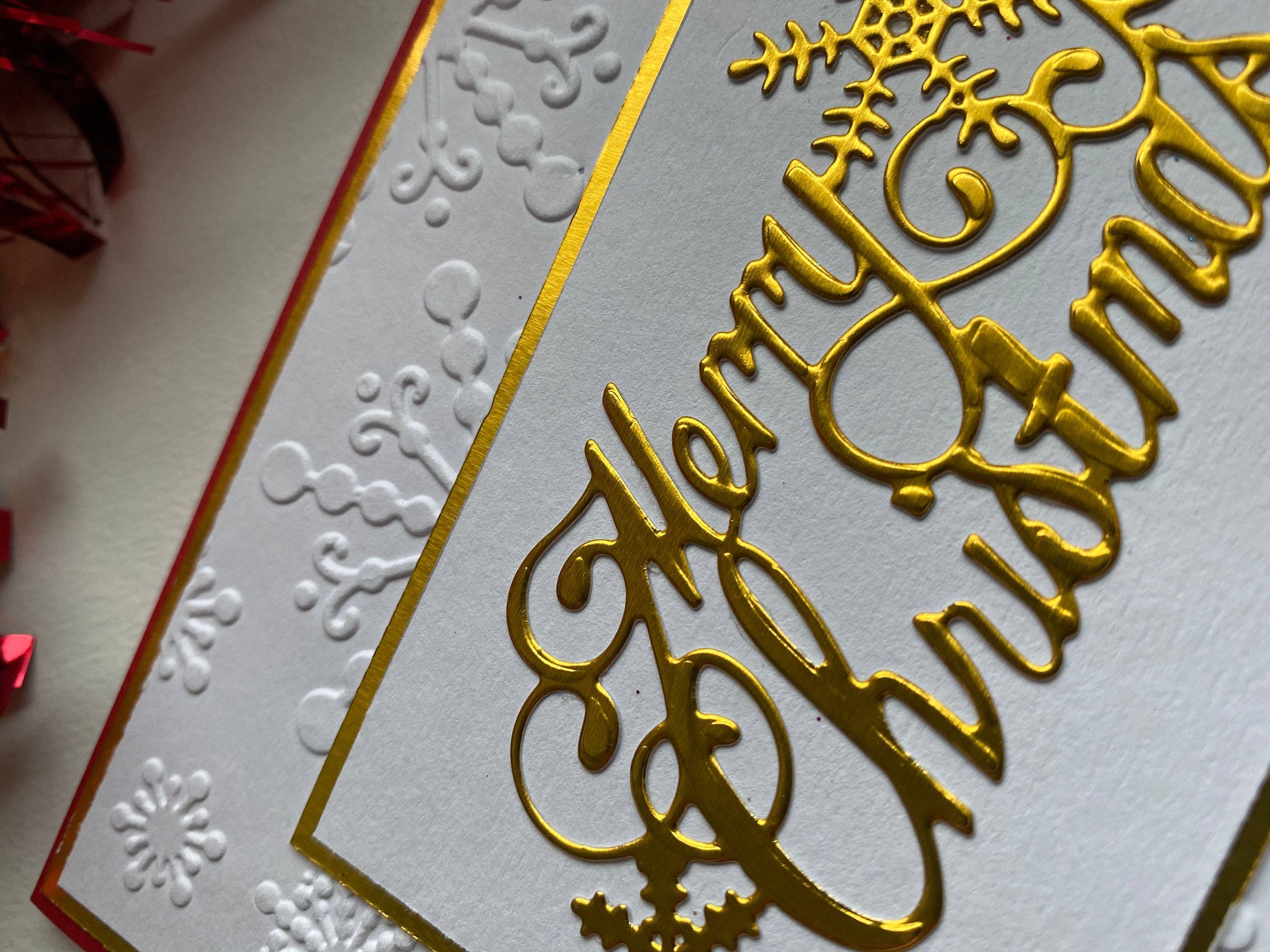 Handmade Gold Embossed Christmas Card | Etsy