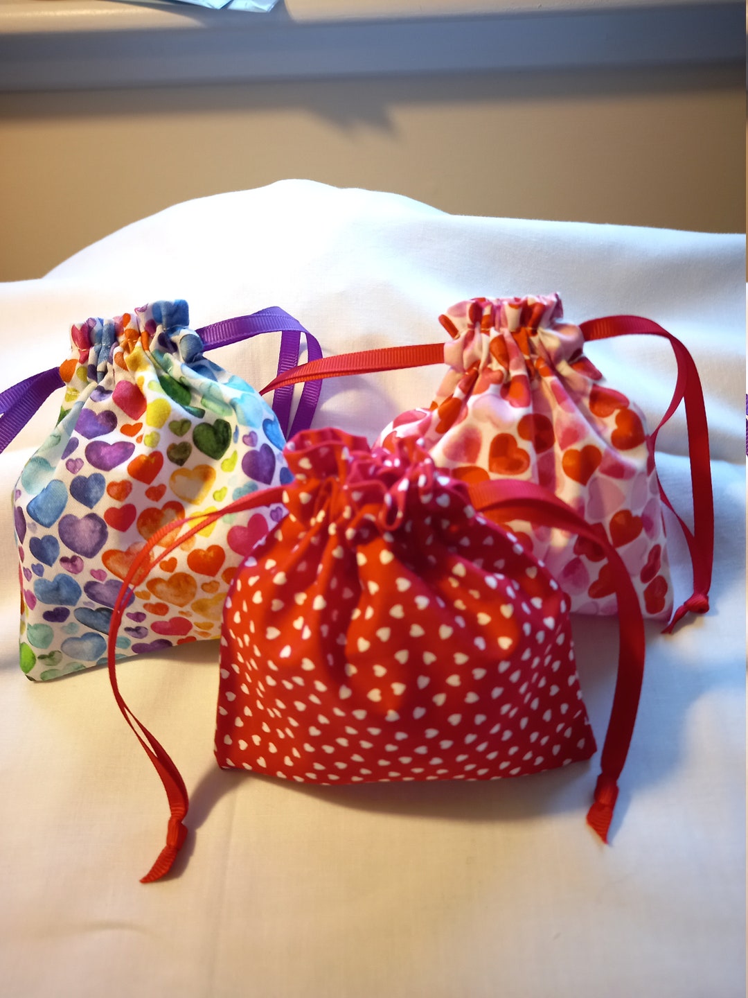 Fabric Gift Bags Handmade With a Selection of Fabric of Hearts - Etsy