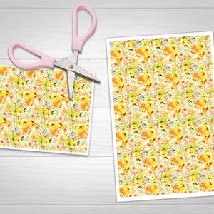 Dollhouse Wallpaper 1/12 Scale Watercolor Yellow Floral Printable ...