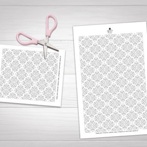 Dollhouse Wallpaper 1/12 Scale Modern Light Gray White Damask Ornate ...