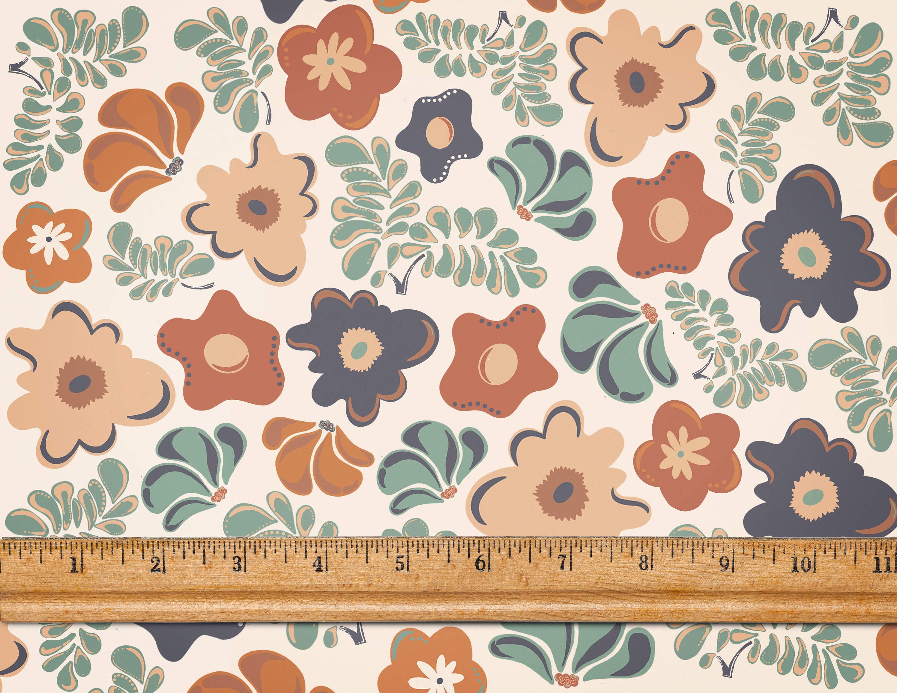 Dollhouse Wallpaper 1/12 Scale Retro Flower Hippy Watercolor Printable ...