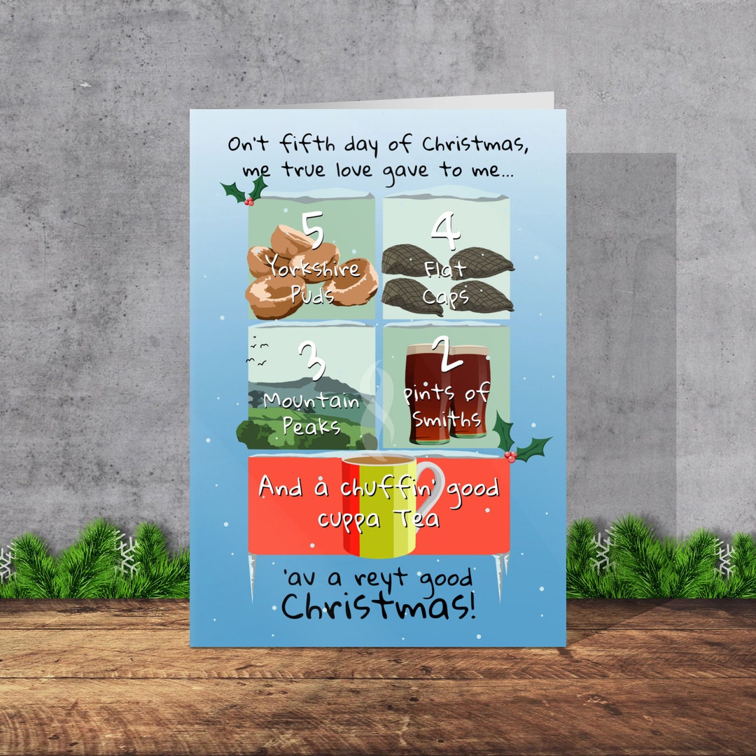 Yorkshire Christmas Card 12 Days of Christmas Yorkshire Dialect ...