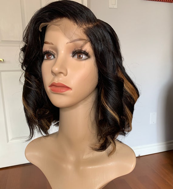 Side Closure Bob in Natural Black With Highlights - Etsy