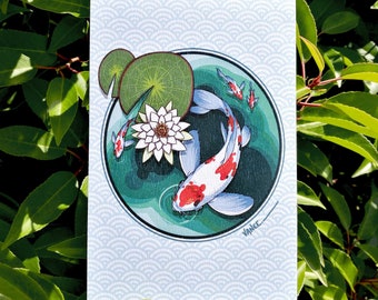 Japanese Koi Card - Etsy