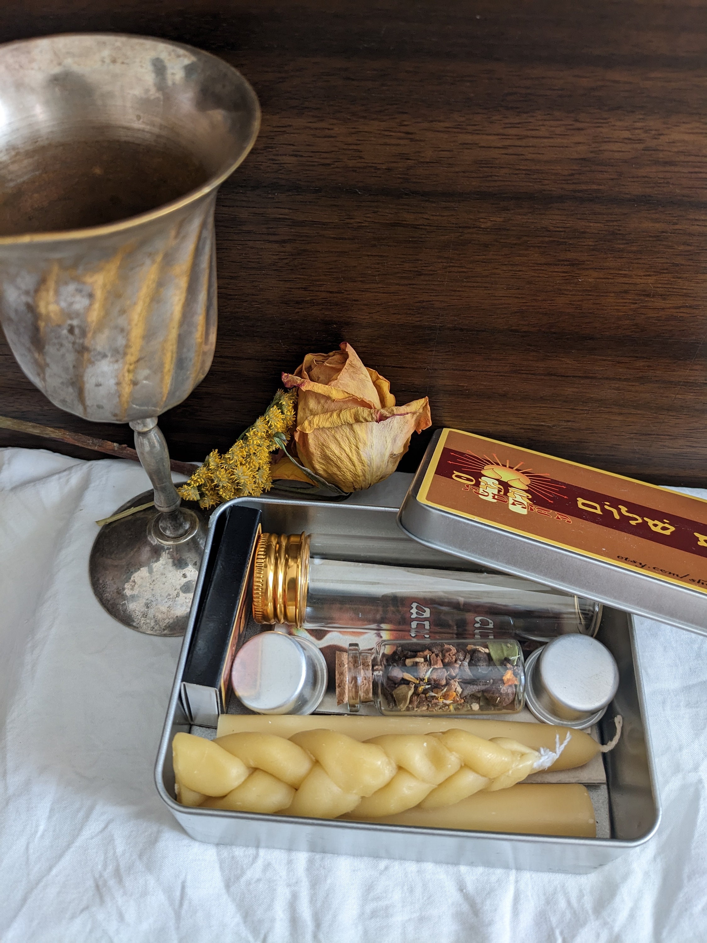Shabbat and Havdalah Travel Kit Box - MEDIUM - Beeswax Candles Besamim ...