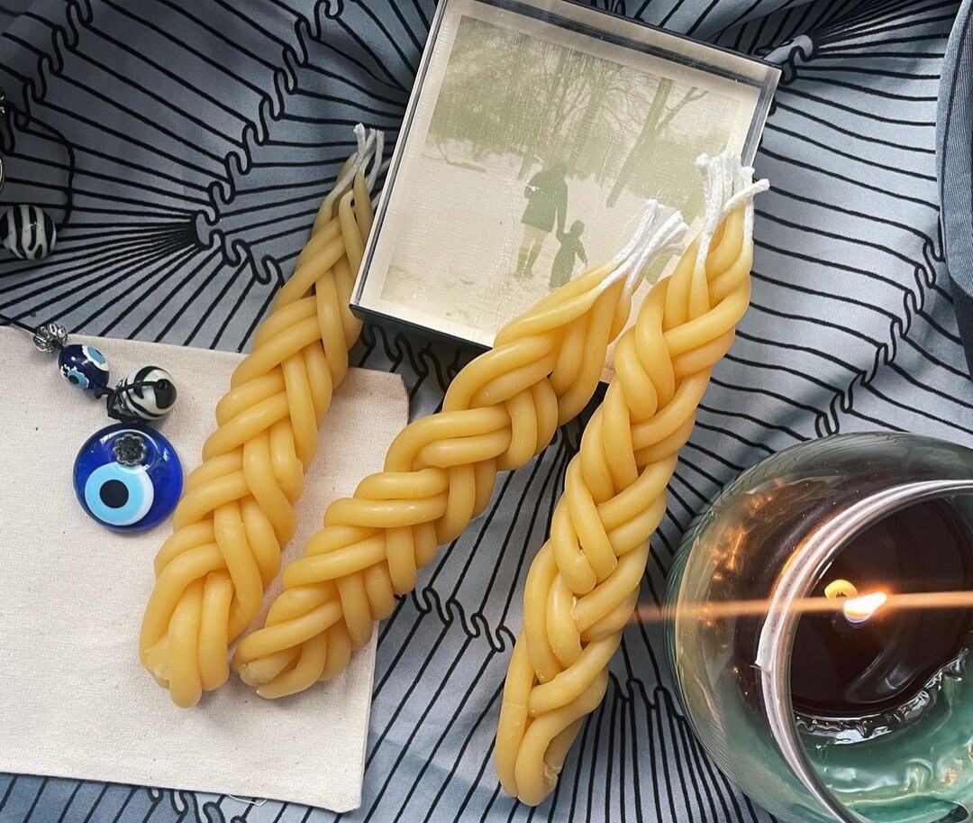 Beeswax Havdalah Candle - Handmade - 6 Wick - Pure Beeswax Dripless ...