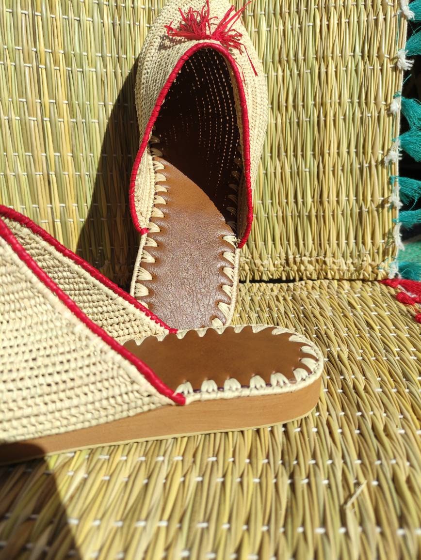 Natural Raffia Slippers, Raffia Mules,raffia Slippers Women's Sandals ...