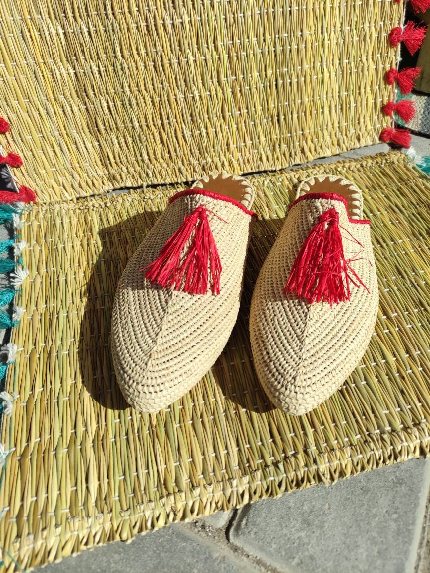 Natural Raffia Slippers, Raffia Mules,raffia Slippers Women's Sandals ...