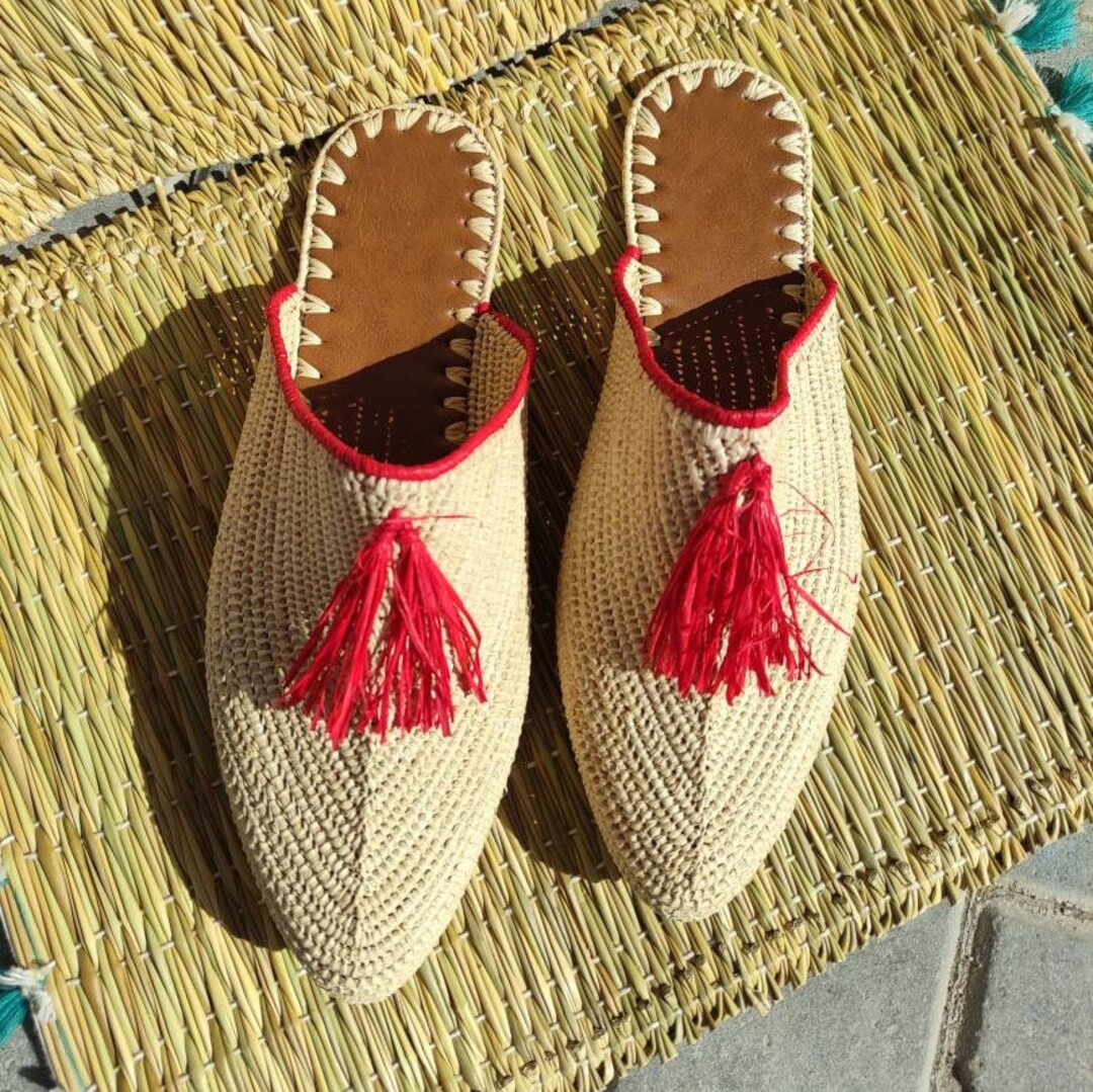 Natural Raffia Slippers, Raffia Mules,raffia Slippers Women's Sandals ...
