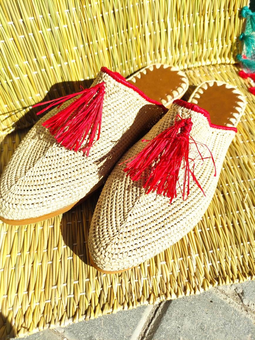 Natural Raffia Slippers, Raffia Mules,raffia Slippers Women's Sandals ...