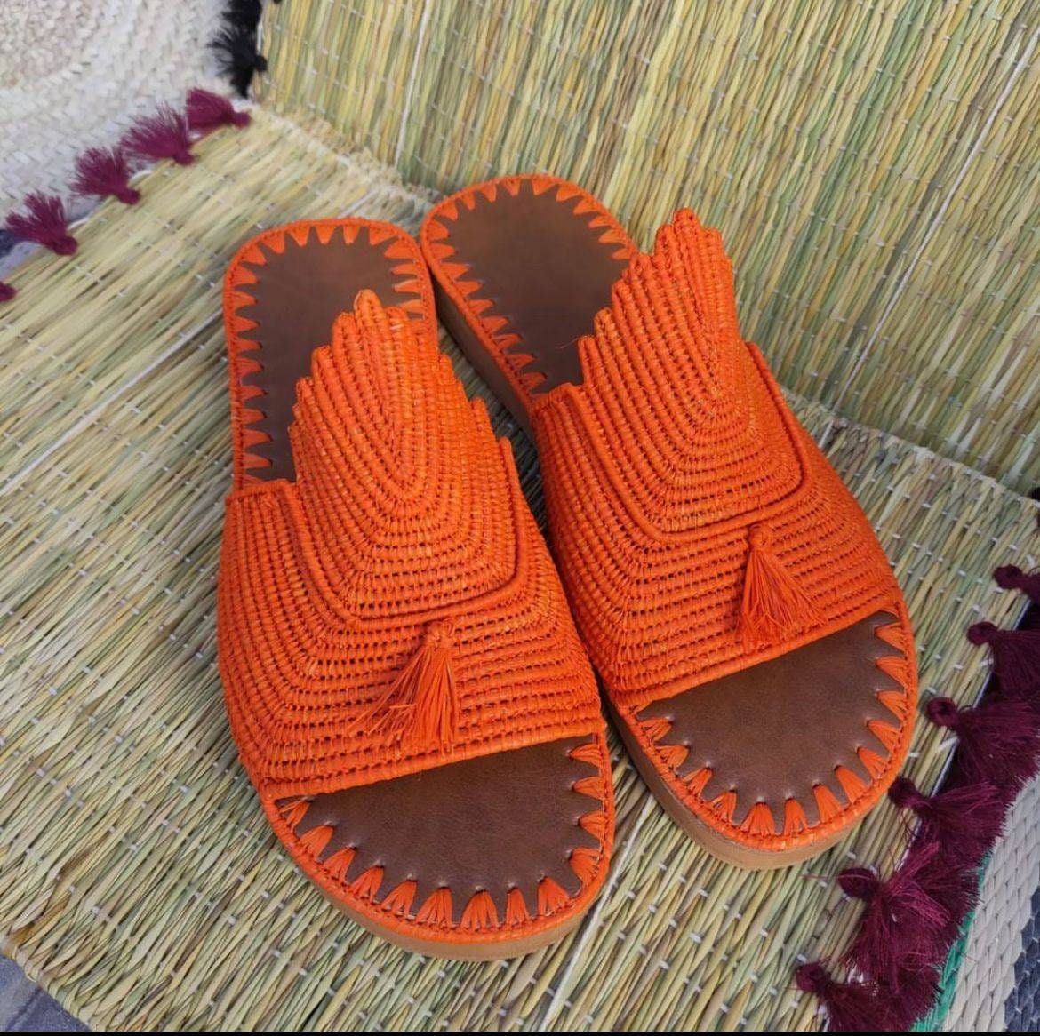 Natural Raffia Sandals, Raffia Mules, Raffia Sandals Slippers for Women ...